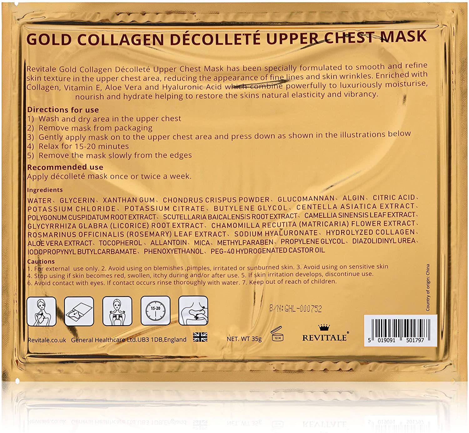 Gold Collagen Upper Chest Mask - Noogleberry